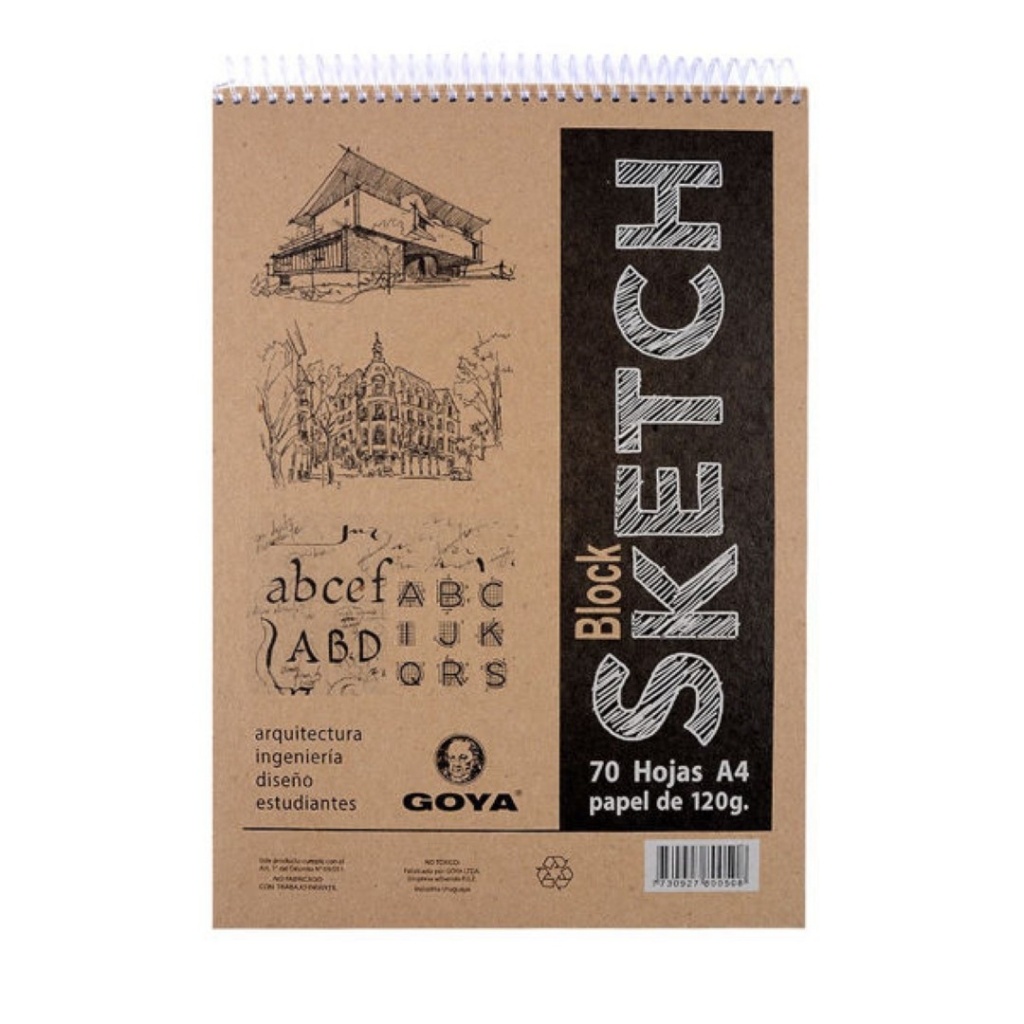Block De Dibujo Sketch Goya A4 120grs 70 Hojas - Papelería Acuarela